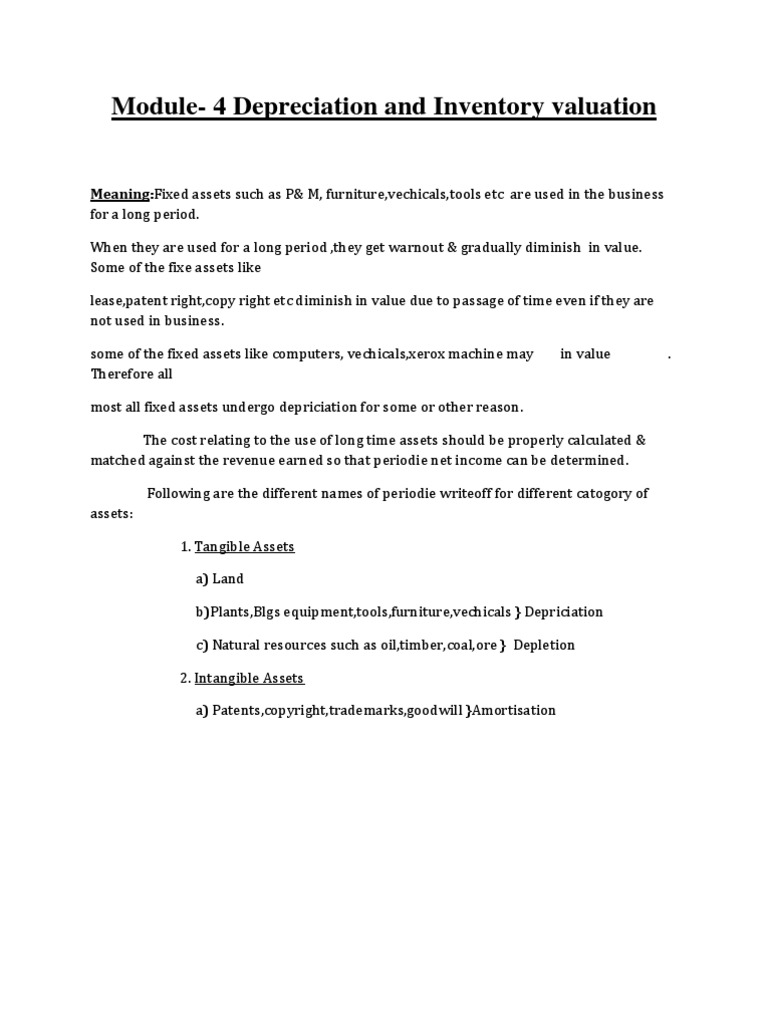 Module-4 Depreciation and Inventory Valuation | PDF | Depreciation ...