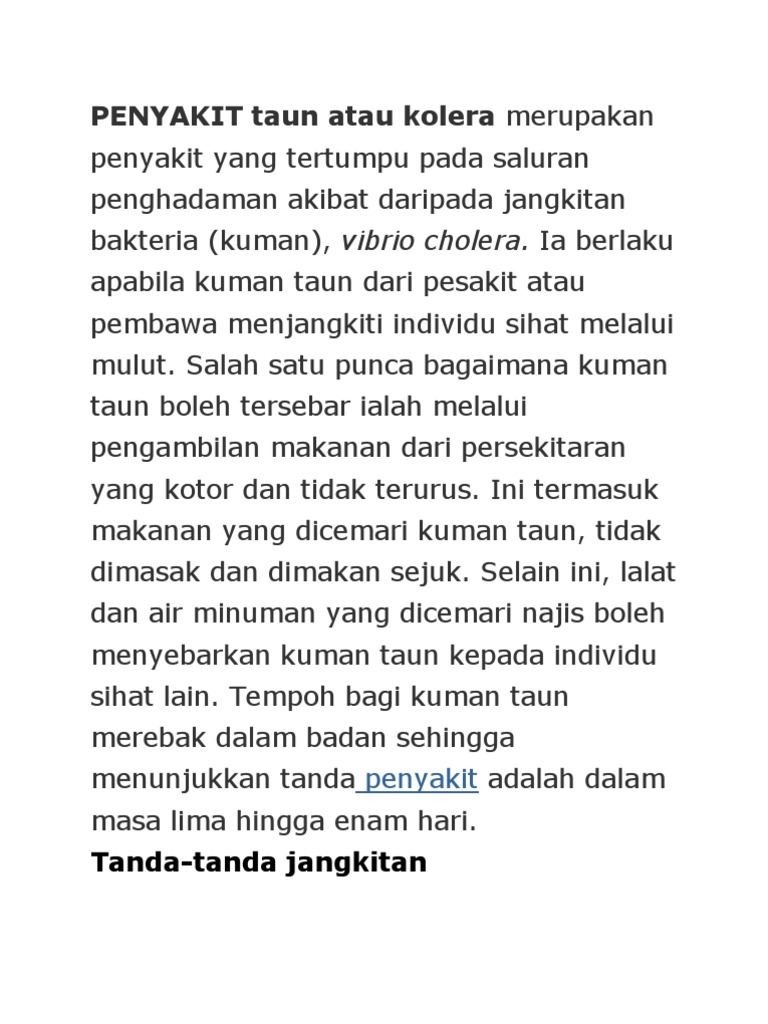 PENYAKIT Taun Atau Kolera | PDF