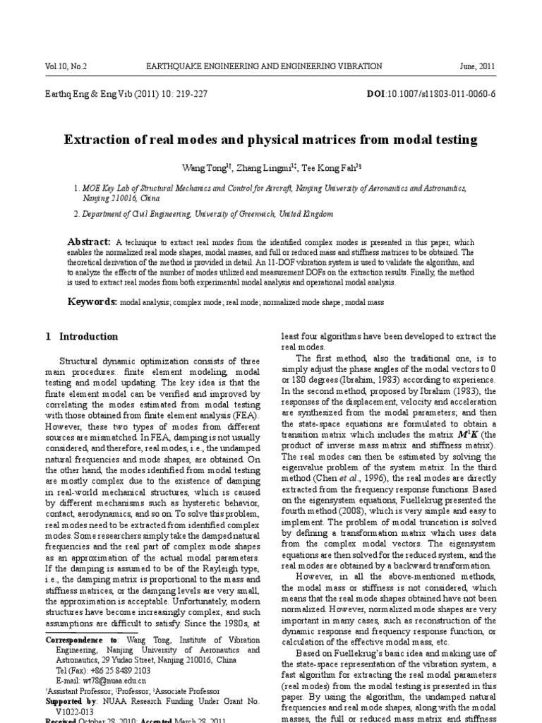 Real Modes Extraction | PDF | Normal Mode | Matrix (Mathematics)