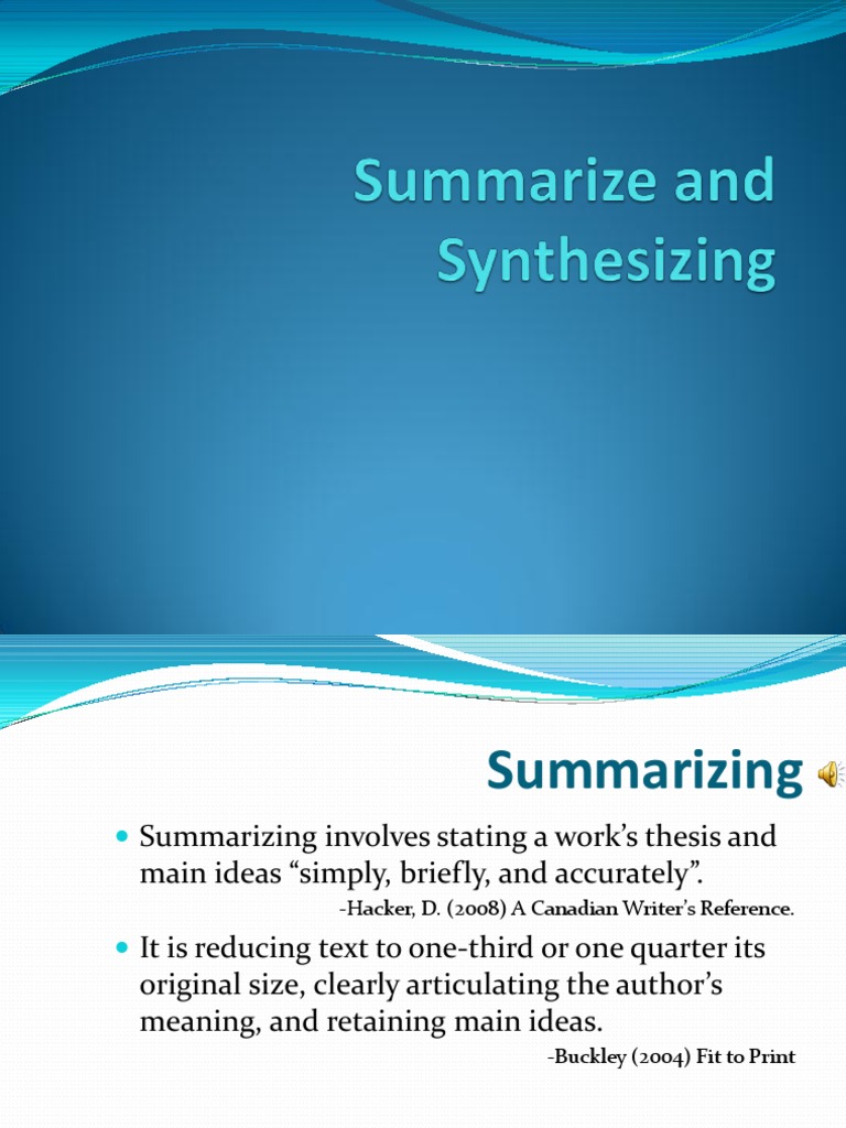 Summarize and Synthesizing | PDF | Reading Comprehension | Strategic ...