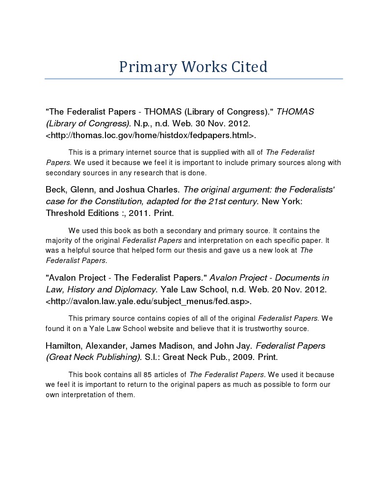 Annotated Bibliography For History Day | PDF | The Federalist Papers ...