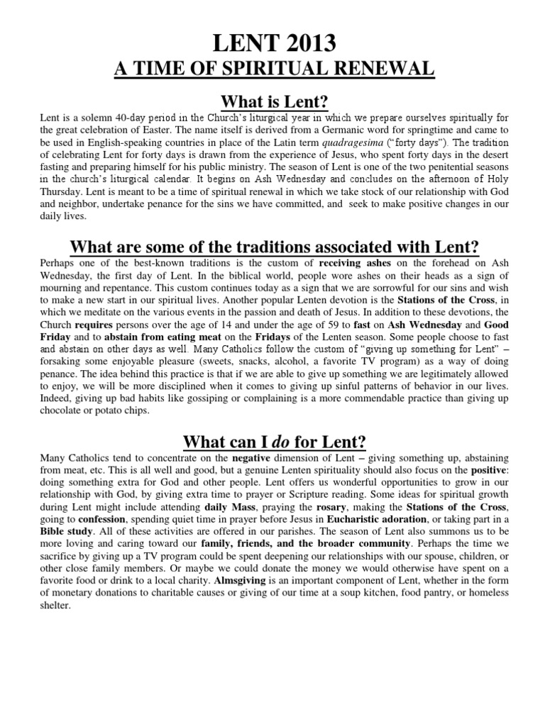 Lent 2013 Flyer | PDF | Lent | Christian Worship And Liturgy
