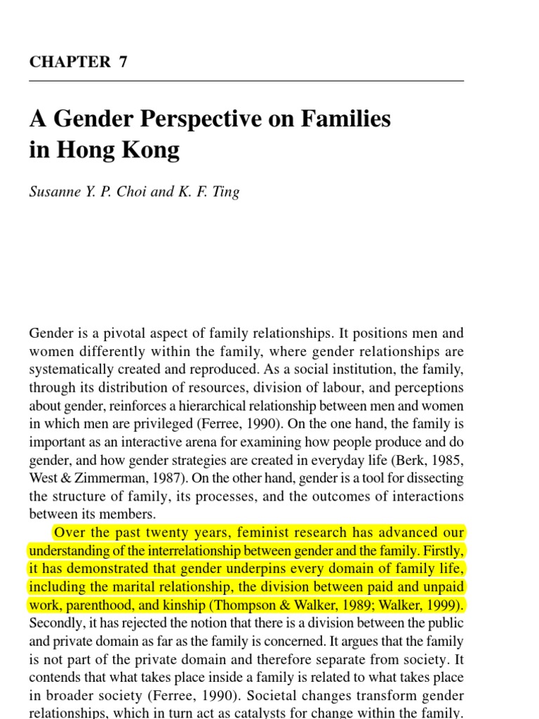 A Gender Perspective On Families | PDF | Gender Role | Human Sexual ...