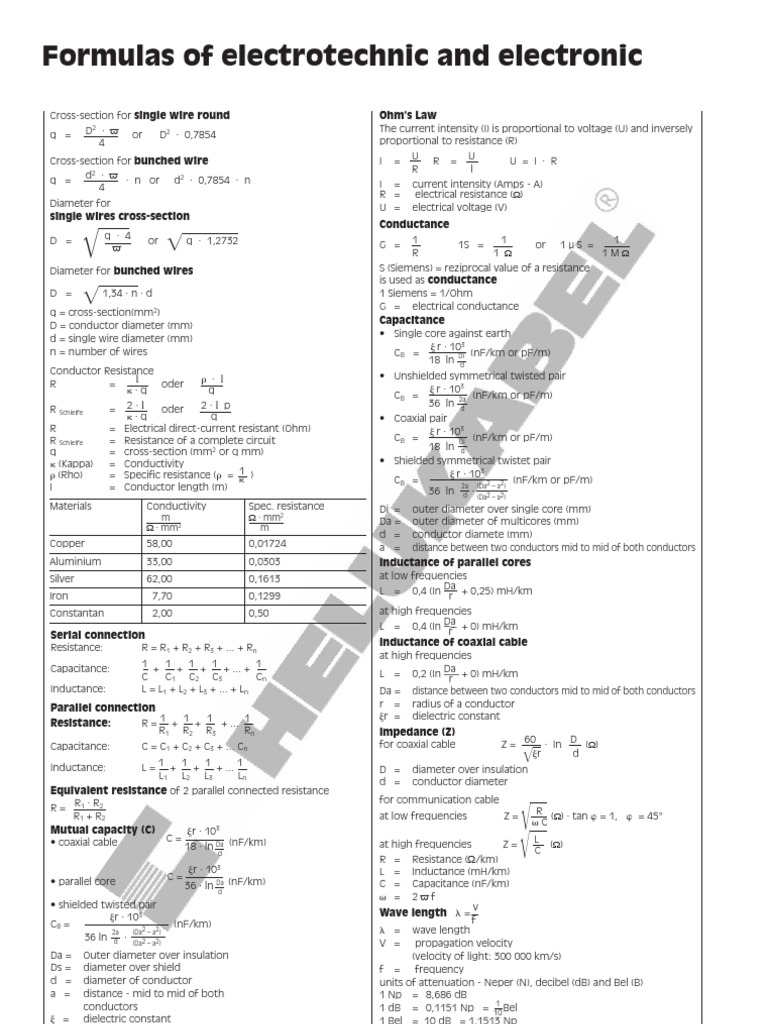 X 104 Formulas of Electrotechnic and Electronic | PDF | Decibel ...