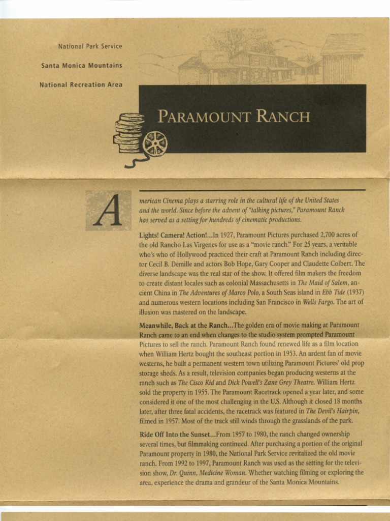 PARAMOUNT RANCH MAP & GUIDE (Part Of) | PDF | Paramount Pictures ...