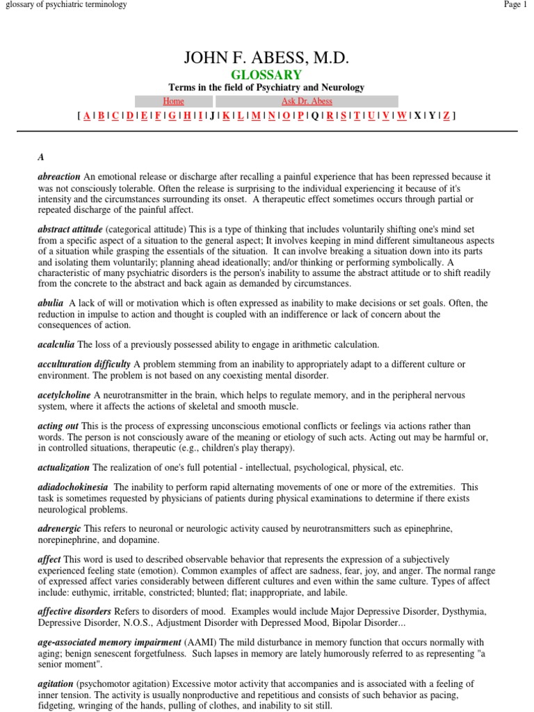 Glossary of Psychiatric Terminology | Delusion | Hallucination