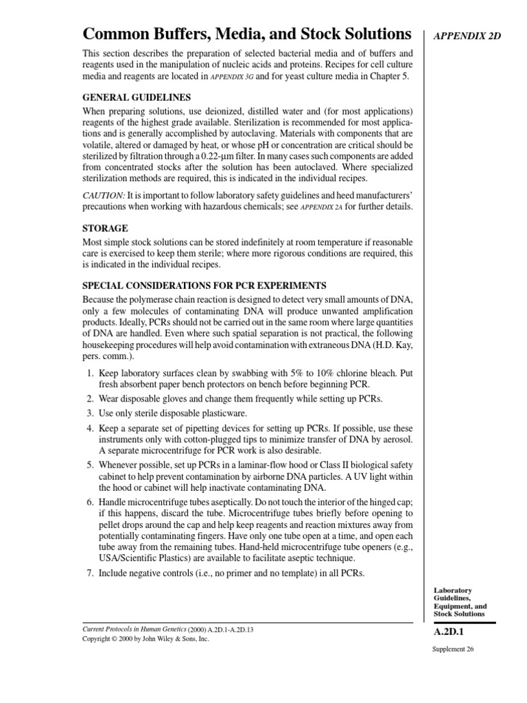 Common Buffers, Media, and Stock Solutions | PDF | Agarose Gel ...