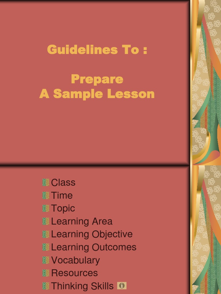 Sample Lesson Plan Guidelines | PDF | Art | Self-Improvement