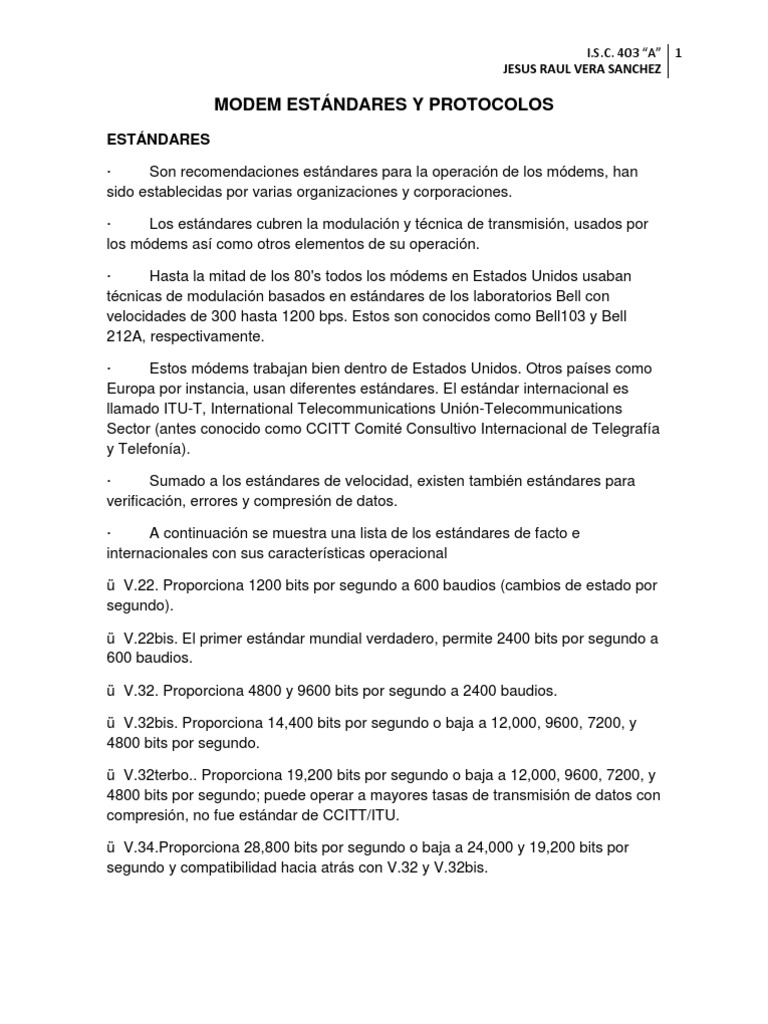 Modem Estándares y Protocolos | PDF | Módem | Duplex (Telecomunicaciones)