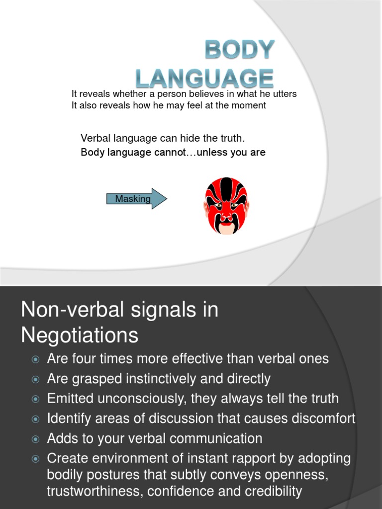 Verbal Language Can Hide The Truth. Body Language Cannot Unless You Are ...