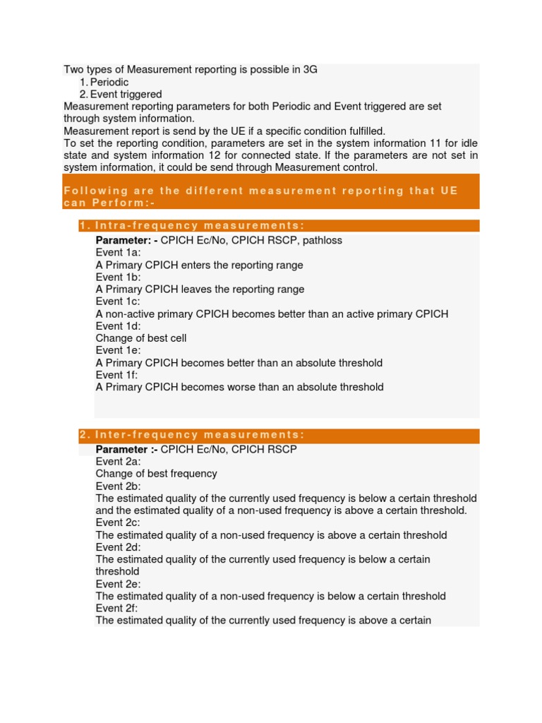 Two Types of Measurement Reporting Is Possible in 3G | PDF | Mobile ...