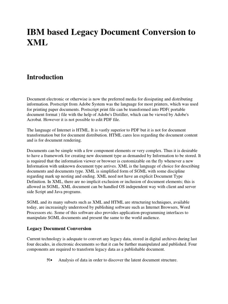 IBM Based Legacy Document Conversion To XML | PDF | Xml | Html