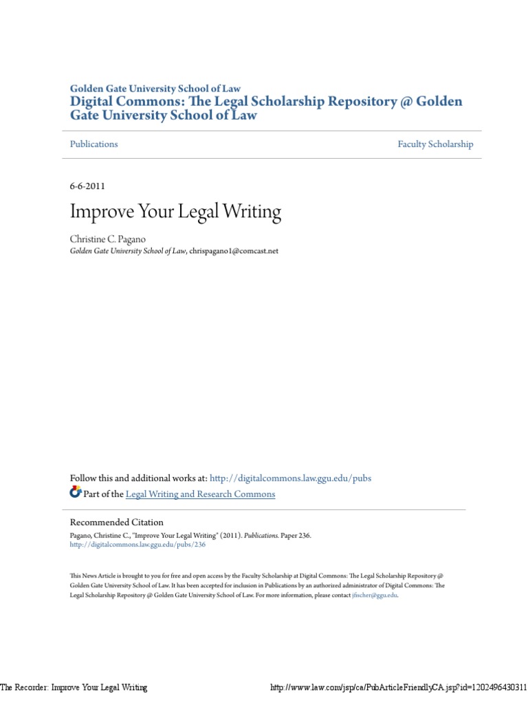 Improve Your Legal Writing PDF | PDF | Writing | Linguistics