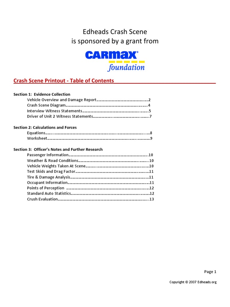 Edheads CrashScene Printout | PDF | Airbag | Seat Belt