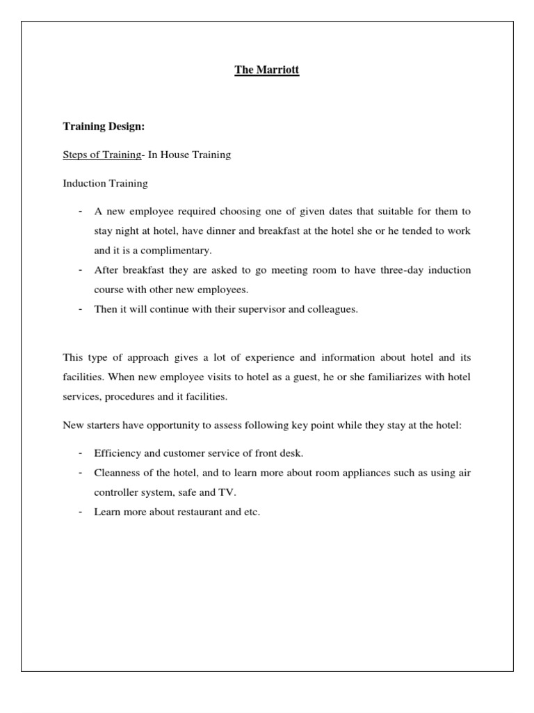 The Marriott - Training Methods | PDF | Leadership | Occupational ...