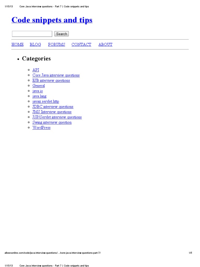 Code Snippets and Tips: Categories | PDF | Thread (Computing) | Method ...