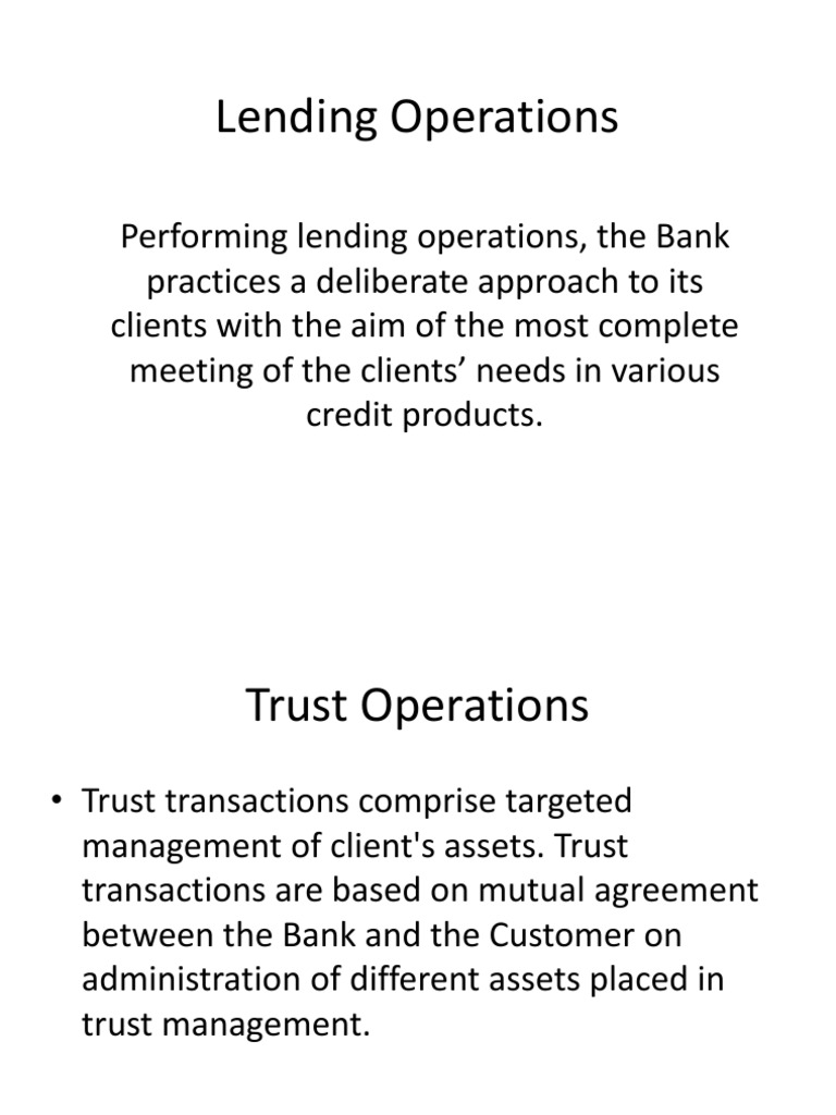 Lending Operations | PDF | Finance & Money Management