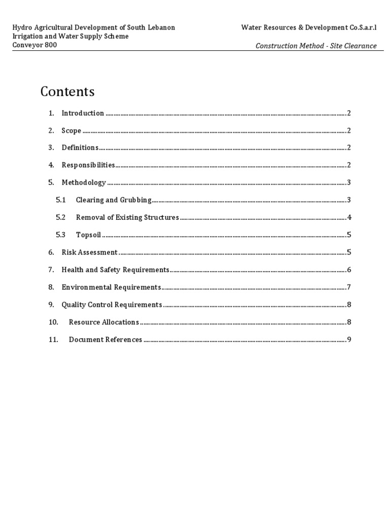 Site Clearance Methodology for Construction | PDF | Road | Drainage