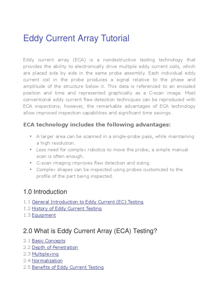 Eddy Current Array Tutorial | PDF | Inductor | Optical Resolution
