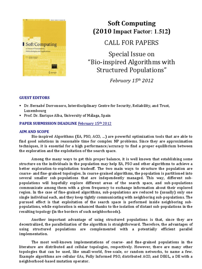 CFP Structpops Soco | PDF | Metaheuristic | Computer Science