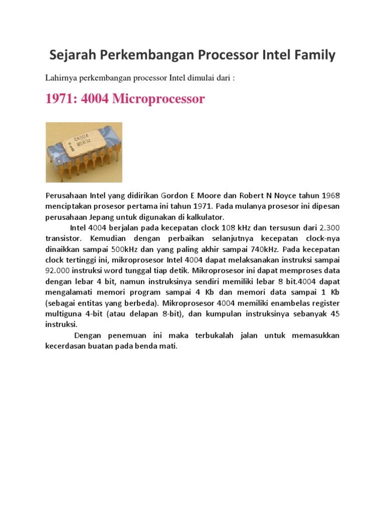 Sejarah Perkembangan Processor Intel Family | PDF | Komputer