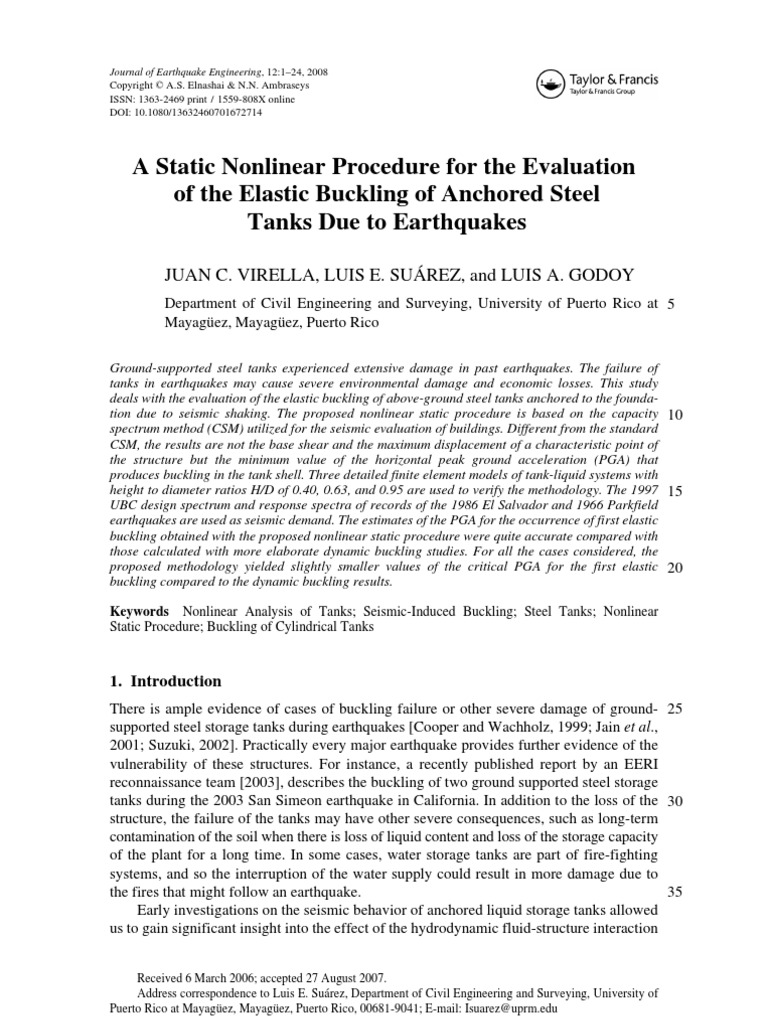 A Static Nonlinear Procedure For The Evaluation PDF | PDF | Buckling ...