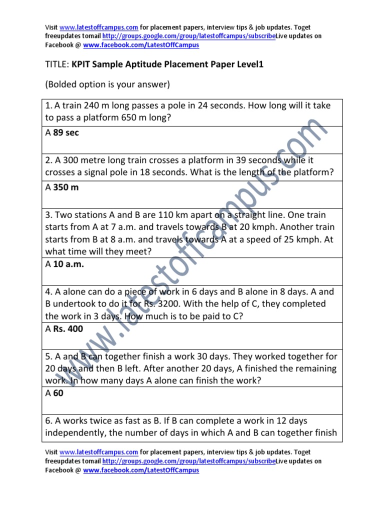 KPIT Sample Aptitude Placement Paper Level1 | PDF | Discounting | Investing