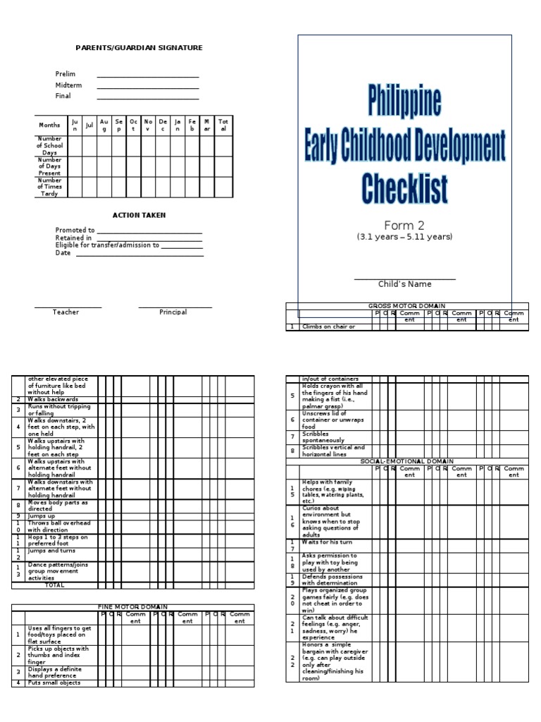 Ecd Checklist Final (Printable) | PDF | Sibling | Linguistics