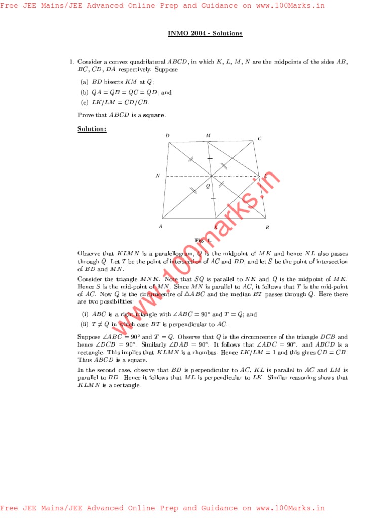 Inmo-2004 Previous Year Question Papers of Indian National Mathematical ...