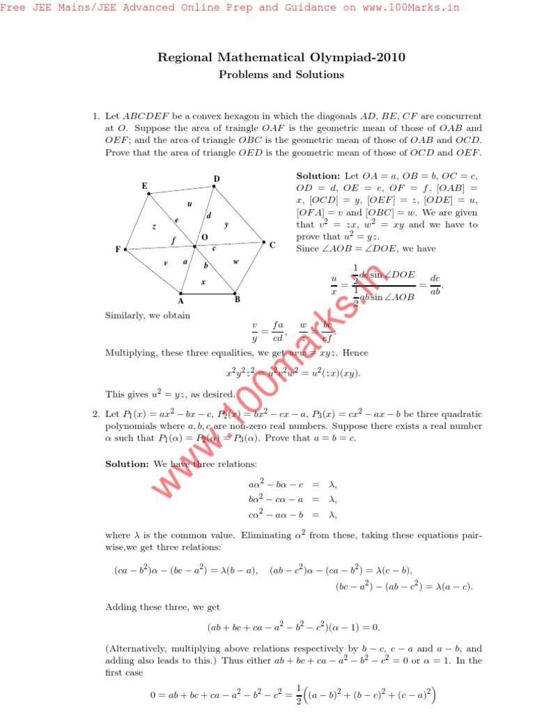 Rmo-2010 Previous Year Question Papers of Regional Mathematical ...