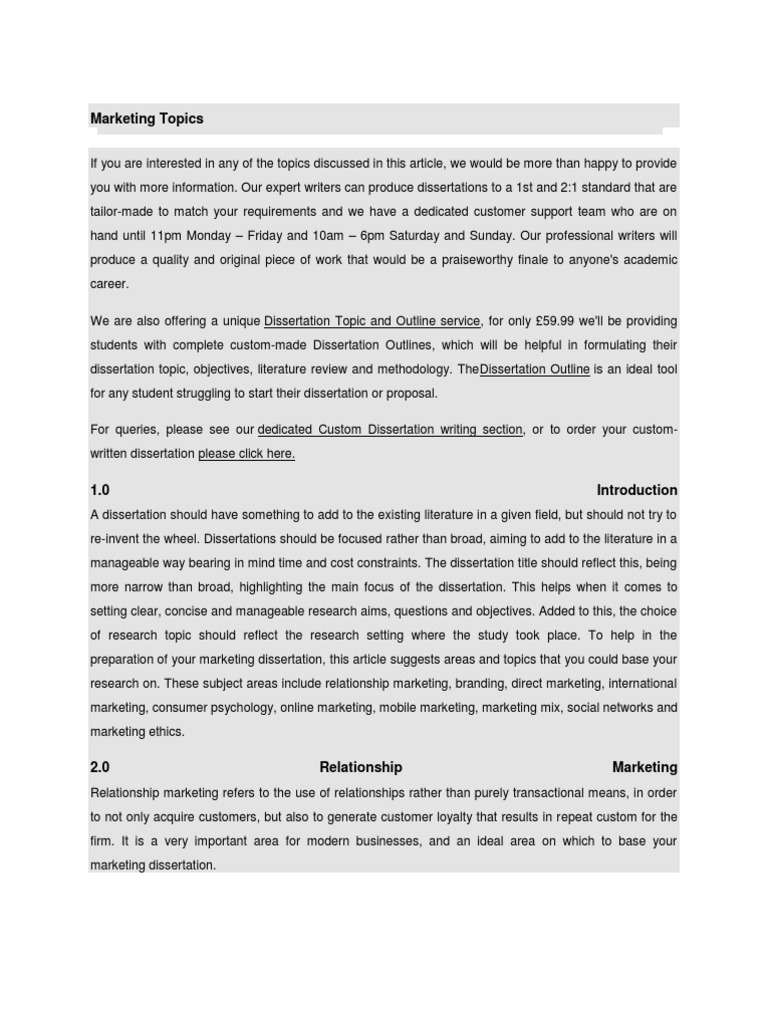 Desertation Topics | PDF | Brand | Consumer Behaviour