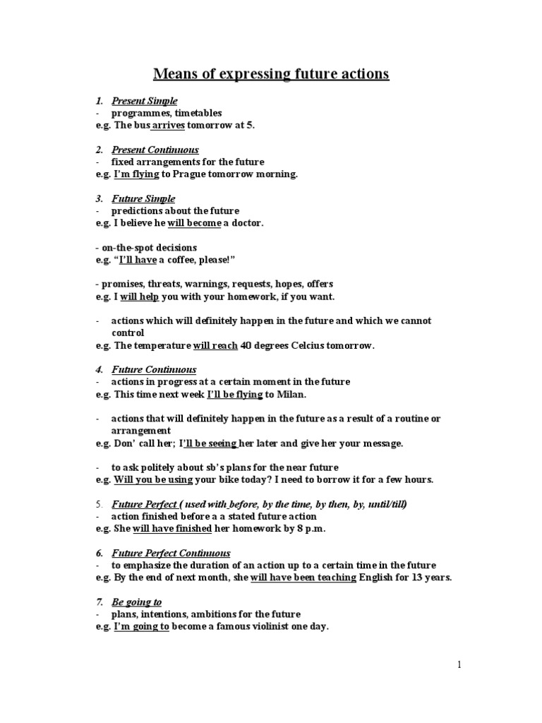 Expressing Future Actions in English | PDF | Career & Growth | Foreign ...