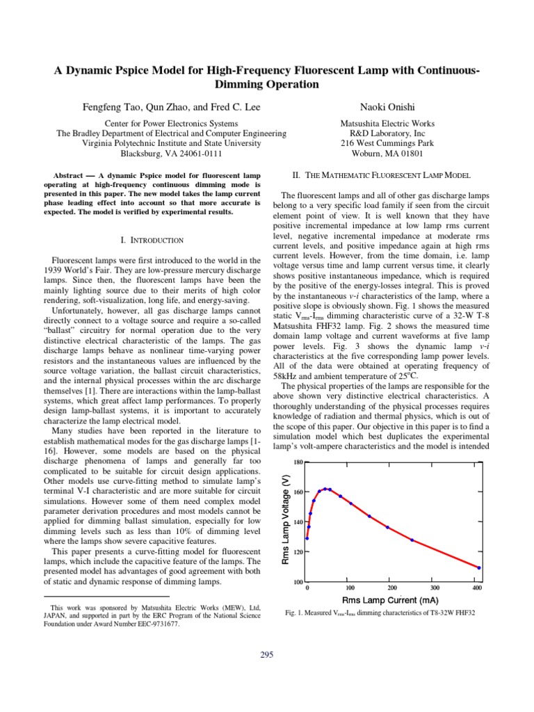 A Dynamic Pspice Model For High-Frequency Fluorescent... (Tao F., Etc ...