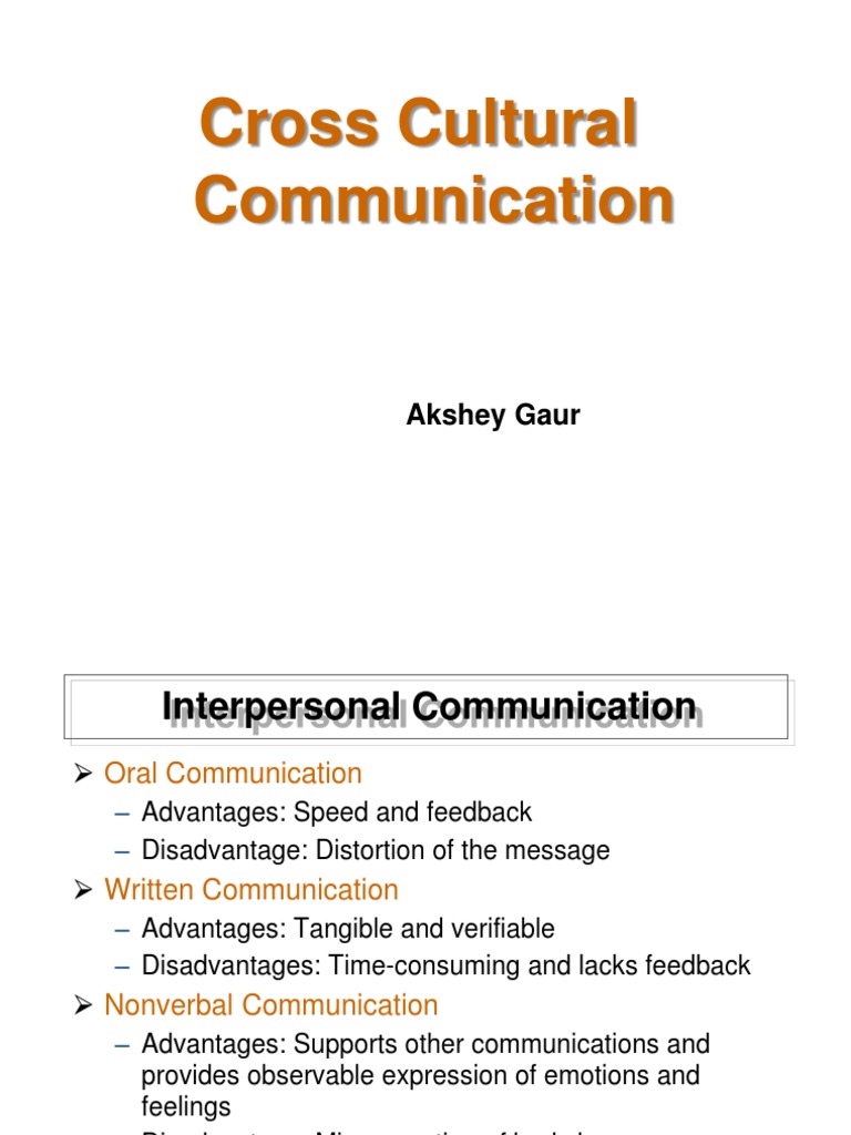 Cross Cultural Communications | PDF | Nonverbal Communication | Body ...