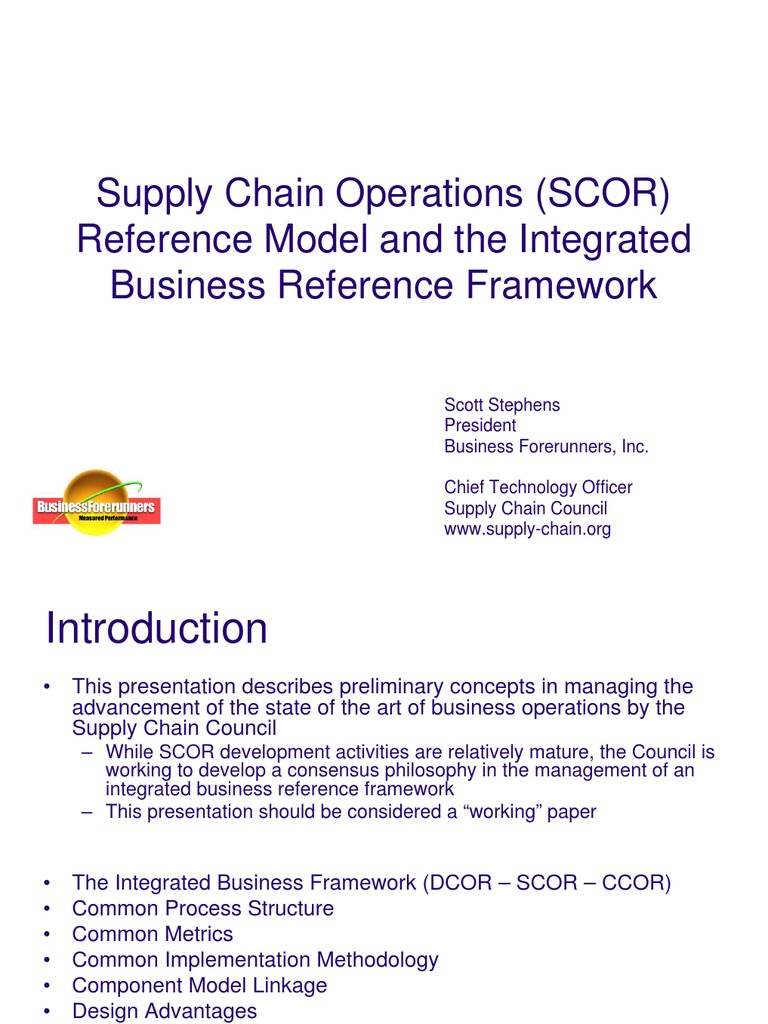 SCOR Model and Integrated Business Framework | PDF | Supply Chain ...