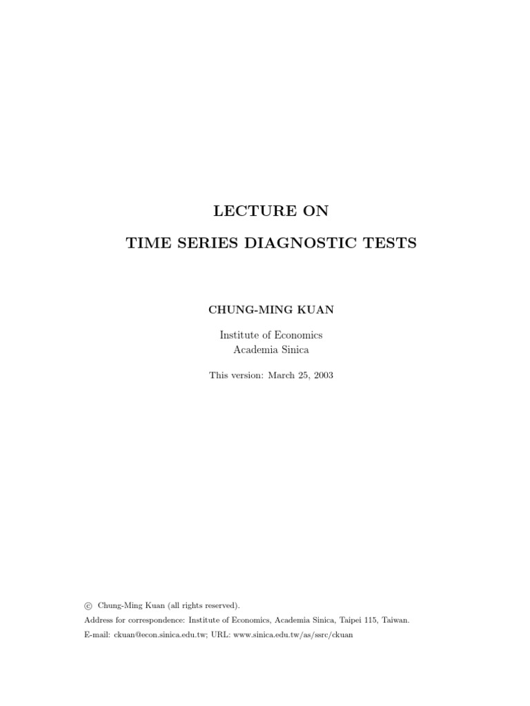 Time Series Diagnostic Tests Overview | PDF | Autocorrelation ...