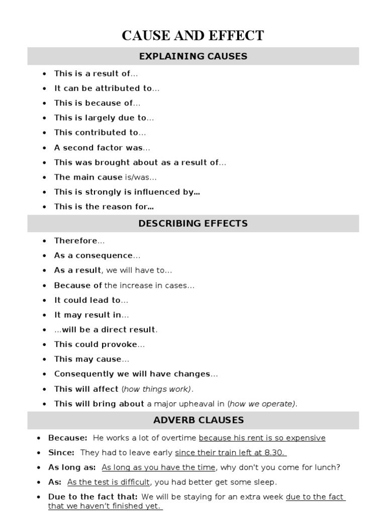 Cause and Effect Explanation Guide | PDF