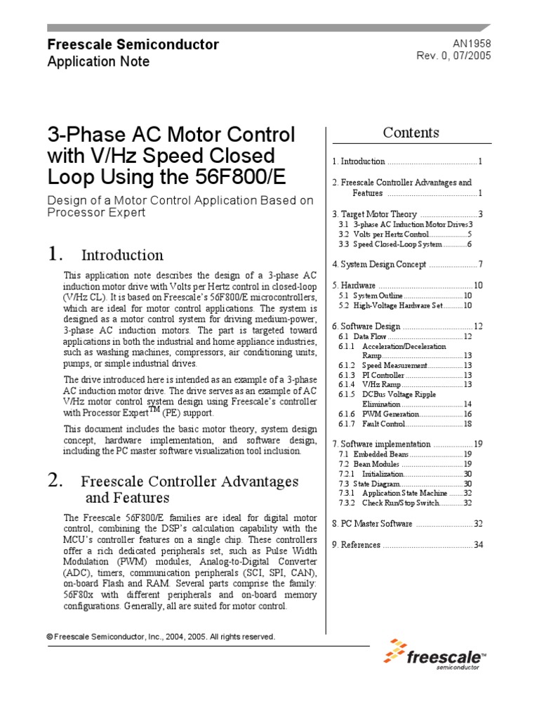 3 Phase Ac Motor Control With VHZ Speed Closed Loop Using The 56f800e ...