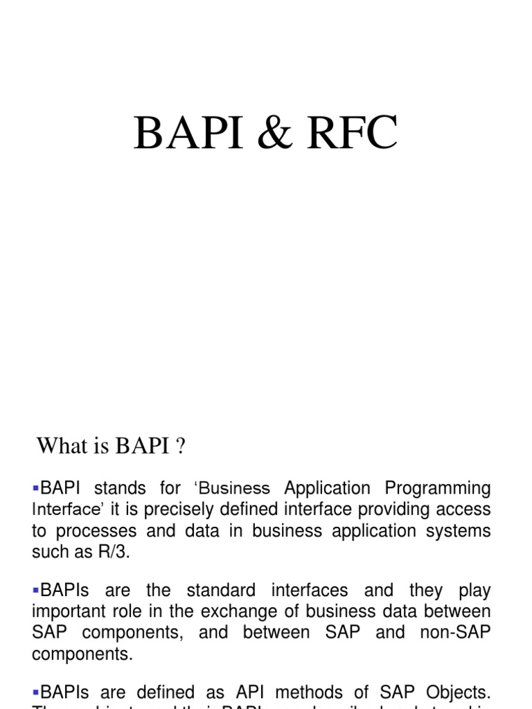 An In-Depth Explanation of BAPIs and RFCs in SAP | PDF | Application Programming Interface ...