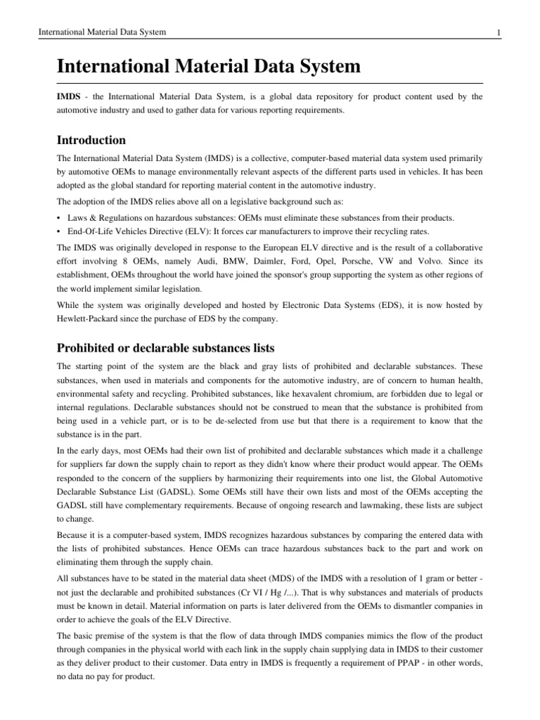 International Material Data System | PDF | Production And Manufacturing ...