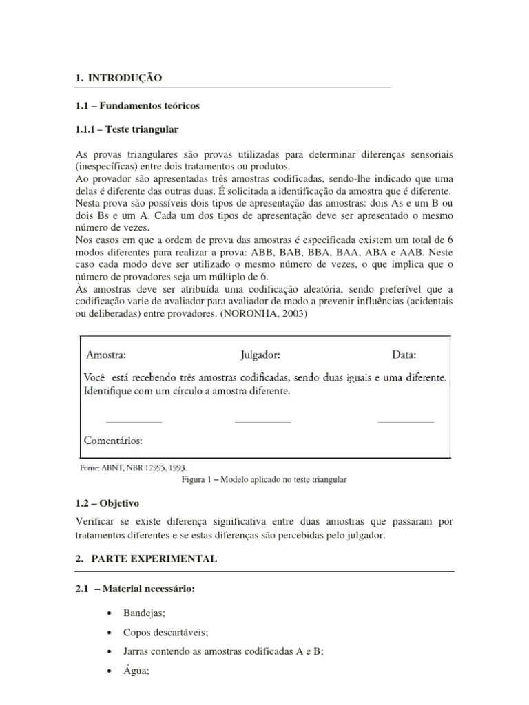 Rel 03 - Analise Sensorial (Teste Triangular) | PDF | Natureza | Science