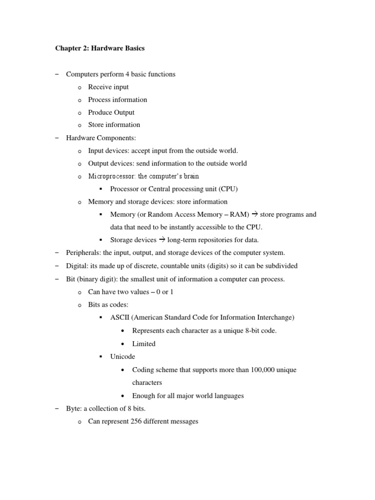 Chapter 2 - Hardware Basics | Download Free PDF | Central Processing ...