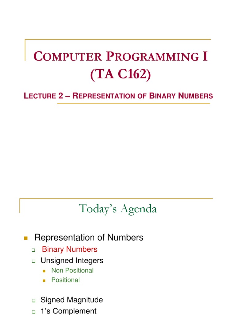 Lect2 Number Representation | PDF | Data Type | Bit