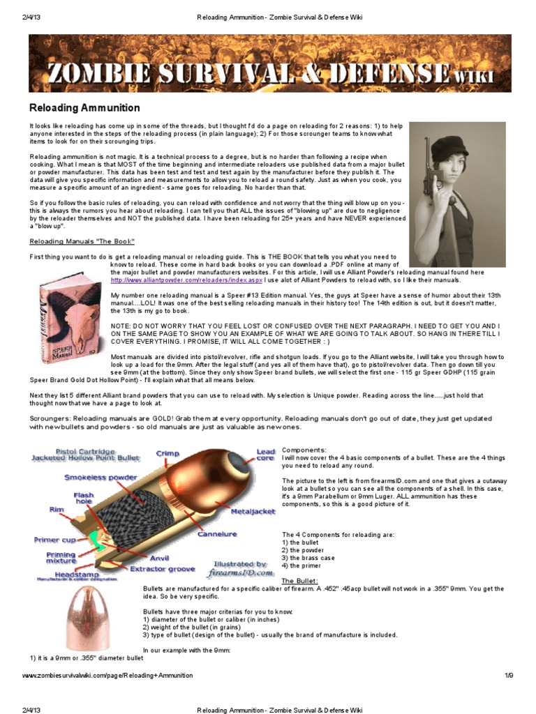 Reloading Ammunition - Zombie Survival & Defense Wiki | PDF | Cartridge ...