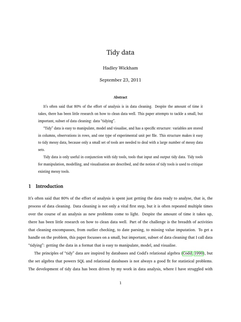 Tidy Data | PDF | Experiment | Relational Database
