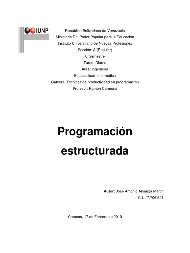 Trabajo Escrito Programacion Estructurada | PDF | Programa de computadora | Programación