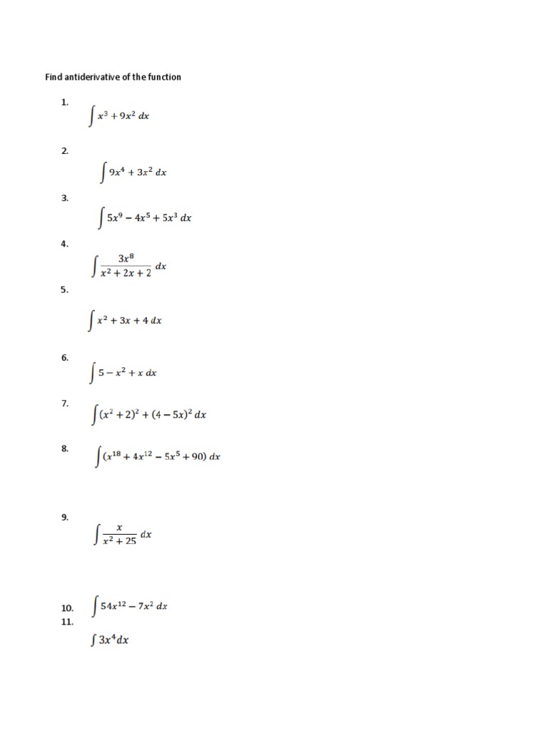 Find Antiderivative of The Function | PDF | Calculus | Mathematical ...