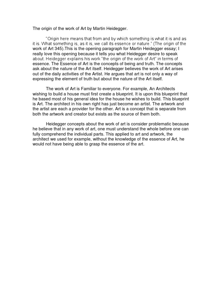The Origin of The Work of Art by Martin Heidegger | PDF | Art