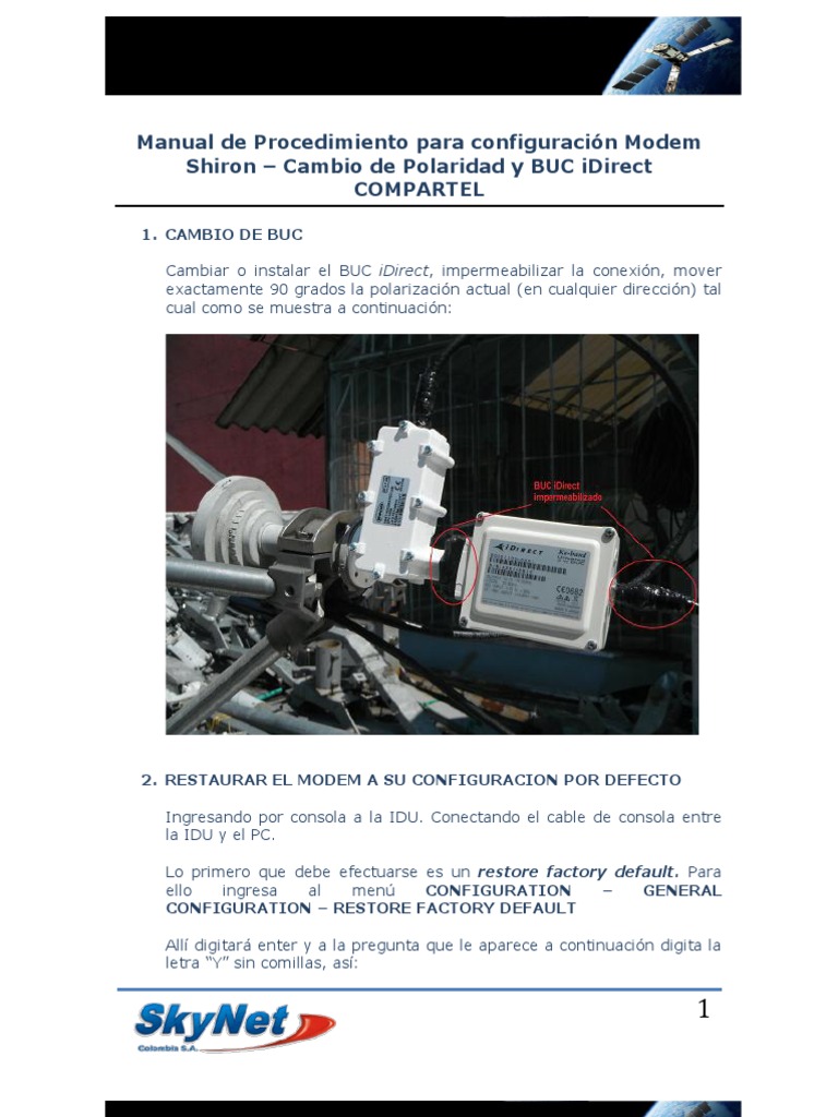 Manual Config Modem Shiron Cambio de Polaridad y BUC Idirect | PDF ...