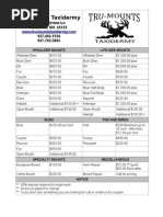 Taxidermy Work Order / Contract | PDF